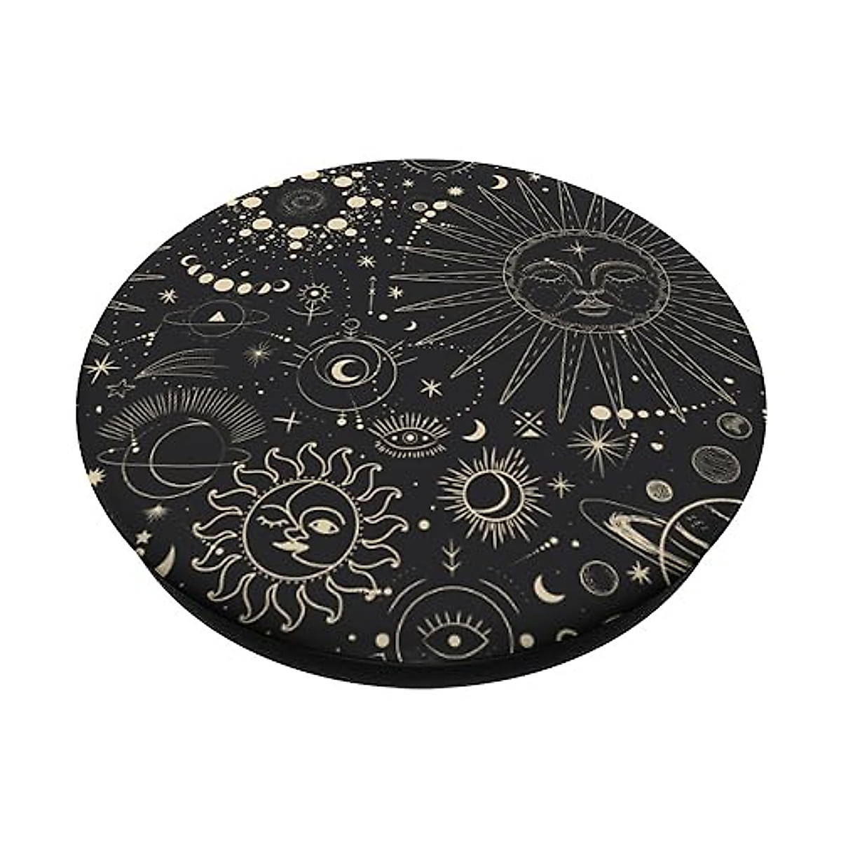Astrological Space Stars Moon Sun Pattern Black PopSockets Standard PopGrip