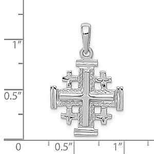 IceCarats 14K White Gold Jerusalem Holy Cross Necklace Religious Pendant Jesus Christ Charm 30mm x 24mm - Pendant Only