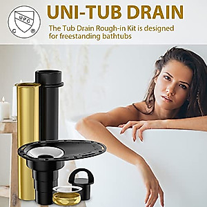 Freestanding Bathtub Drain kit with Brass Tail Pipe and ABS Plastic Adapter,Uni-tub Drain Compatible with Frestanding Bathtubs and Standard Bathtubs, Tub Drain Rough-in Kit with Installation Guide