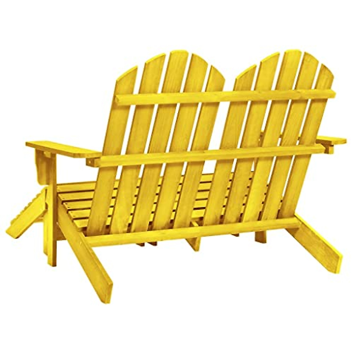 Tidyard 2-Seater Patio Adirondack Chair&Ottoman Fir Wood Yellow Outdoor Fire Pit Chair Wooden Garden Armchair for Porch Pool Lawn Deck Backyard Balcony Outdoor