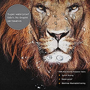 4 Piece Black Lion Animal Majestic Forest Leo King Shower Curtains Sets with Non-Slip Rugs, Toilet Lid Cover and Bath Mat, Bathroom Sets with Shower Curtain and Rugs and Accessories