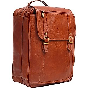 DreamController Leather Backpack Convertible 5in1 Laptop Bag, Shoulder Backpack, Messenger-Crossbody, Trolly Strap, Handle