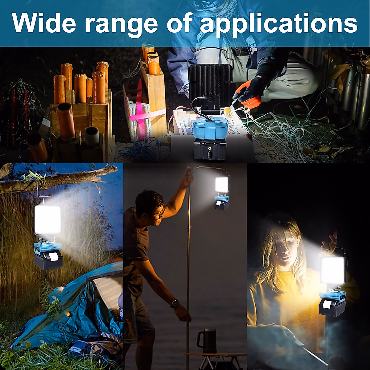 Cordless LED Work Light for Makita 14.4V/18V LXT Battery, Portable Flashlight Jobsite Light Spotlight Tool for Makita BL1850, Lamp Flood Light for Repairing/Garages/Emergency(No Battery)