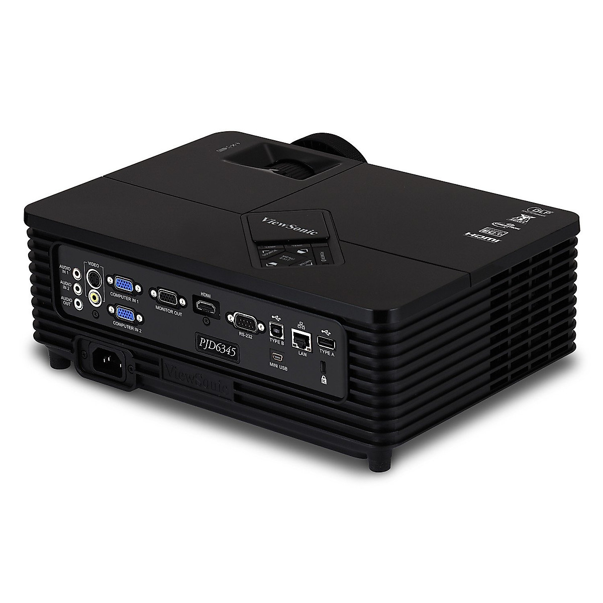 ViewSonic PJD6345 XGA 1024x768 DLP Projector with LAN Control, Wired and Wireless LAN Display (Black)
