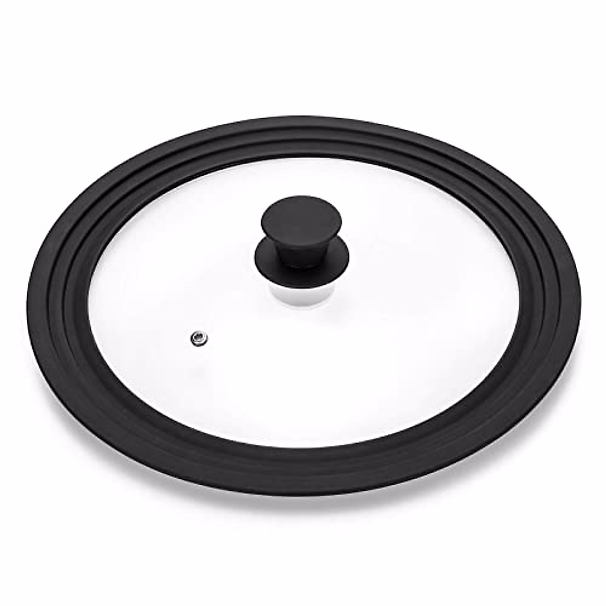 Universal Lid for Pots,Pans and Skillets - Tempered Glass with Heat Resistant Silicone Rim Fits 10.5", 11" and 12" Diameter Cookware,Black