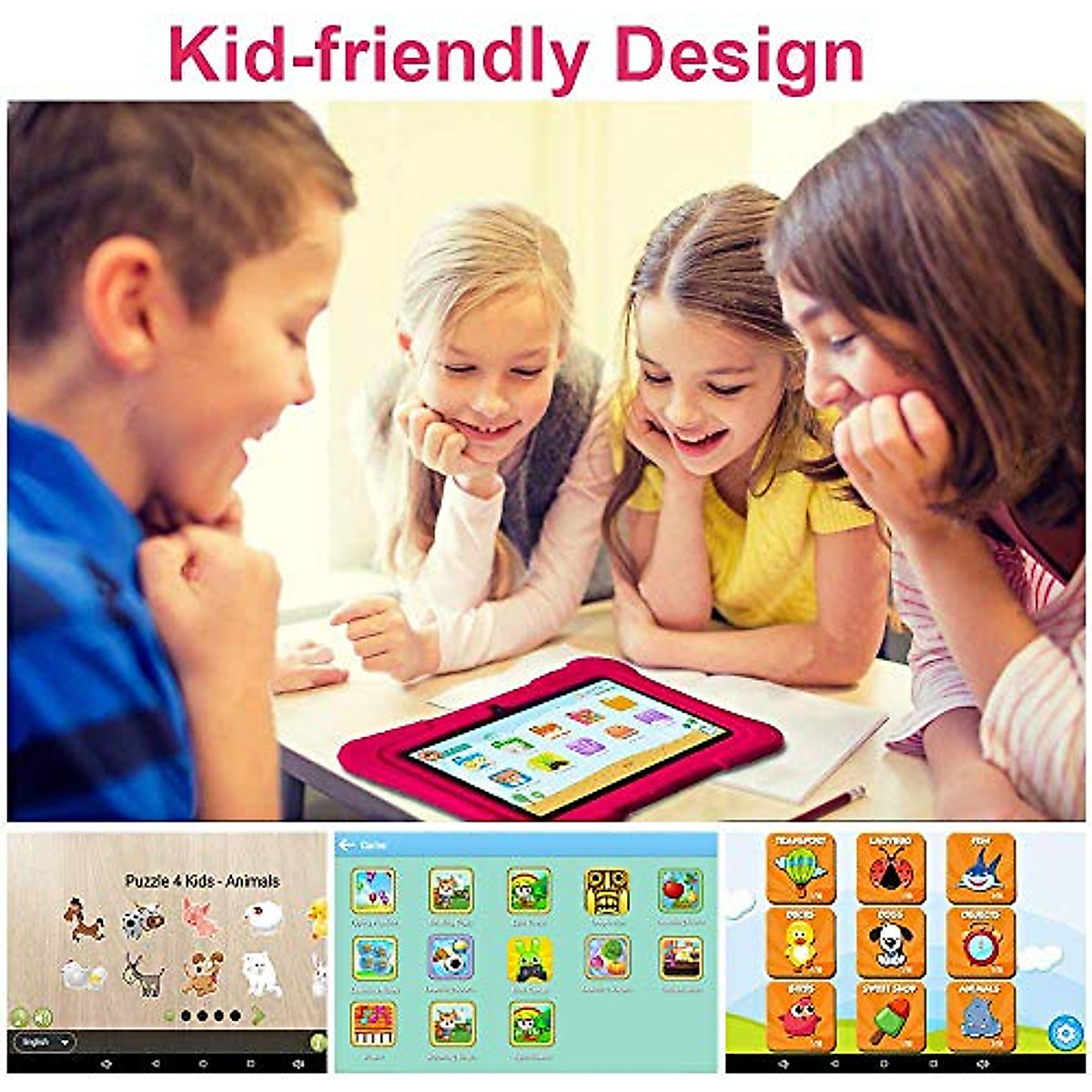 PRITOM 7 inch Kids Tablet | Quad Core Android 10.0, 32 GB ROM | WiFi,Bluetooth,Dual Camera | Educational,Games,Parental Control,Kids Software Pre-Installed with Kids-Tablet Case (Pink)