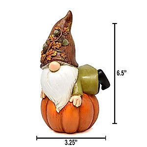 Thanksgiving Pumpkin Garden Gnome Figurines with White Beard Set of 2 for Home Garden Lawn Outdoor Fairy Statue Decoration Holiday Yard Decor