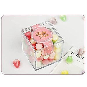RSYJ Clear Acrylic Plastic Square Cube 2.2x2.2x2.2 Inch, 4 Pack Acrylic Box with Lid, Clear Cube Display Case, Small Plastic Storage Box with Lid, Square Clear Containers Box