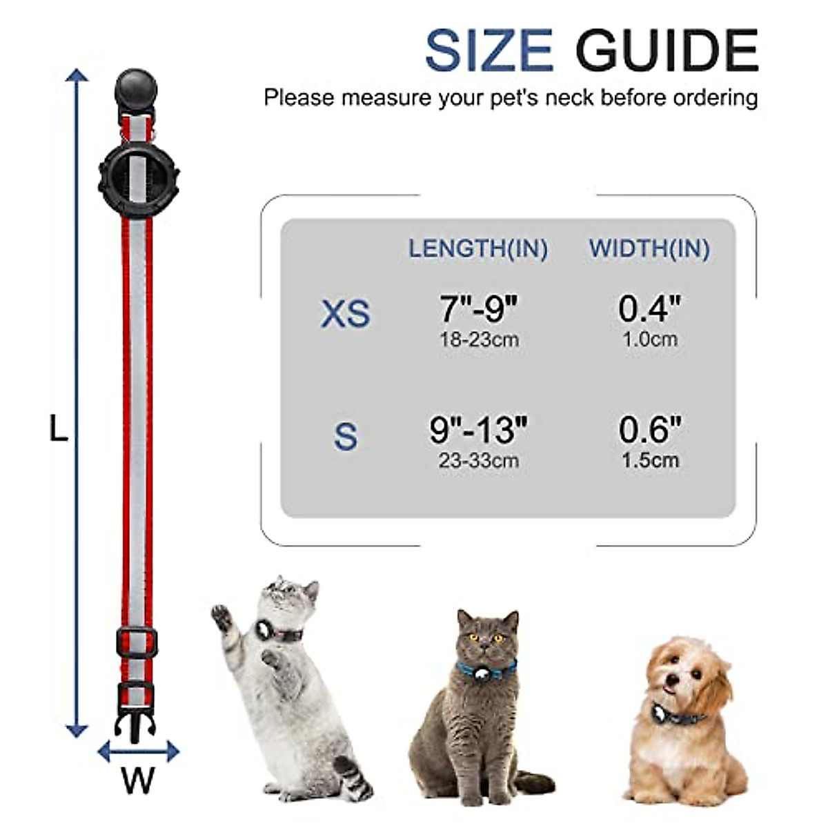 Airtag Cat Collar Breakaway, Reflective Kitten Collar with Apple Air Tag Holder and Bell, Lightweight Tracker Cat Collars for Girl Boy Cats, Kittens, Puppies (Red, S)