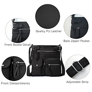 shoowyees Medium Crossbody Bag Purses for women Multi Leather Pockets Shoulder Handbags Travel Everyday Purses Bags