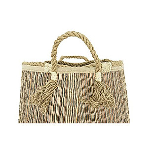Creative Co-Op 14.25", 18" & 22" Handwoven Seagrass Handles & Tassels (Set of 3 Sizes) Baskets, Multicolor