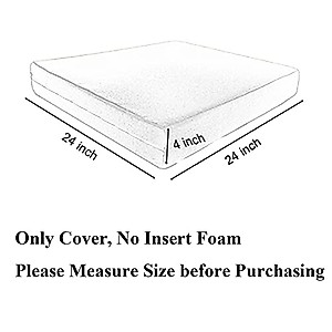 FLYMEI Patio Cushion Covers 24 X 24 X 4 inch, Patio Chair Cushion Covers Replacement, Water Resistant Outdoor Cushion Cover Patio Seat Cushion Slip Covers Outdoor Couch Cushion Covers