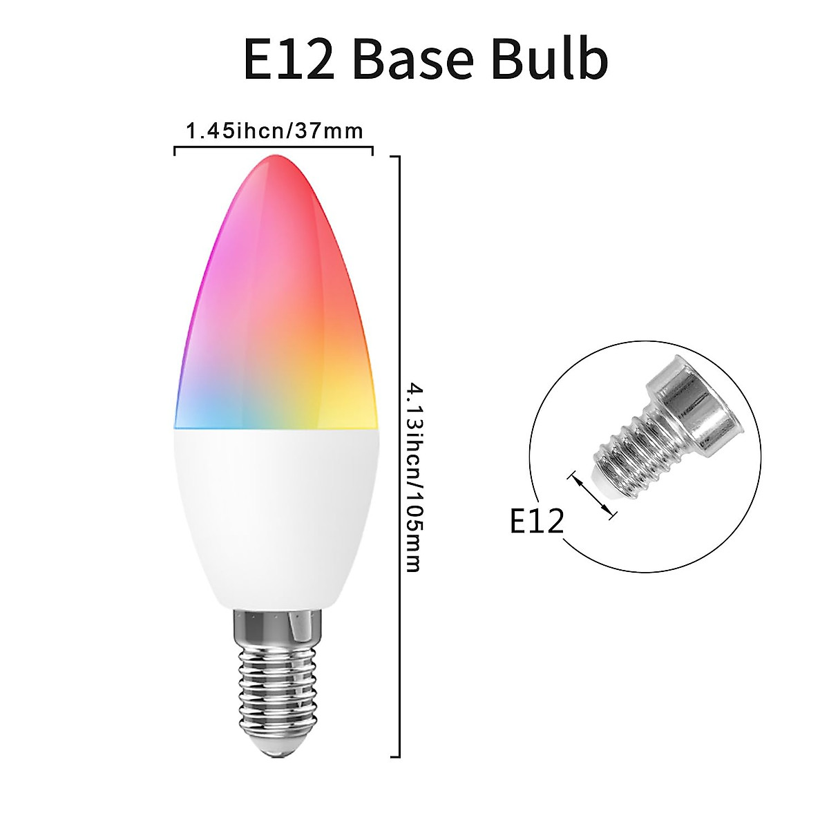 Smart Light Bulbs E12 RGB+CCT Led WiFi+Bluetooth Smart Bulbs 300lm 40W Equivalent Multicolor and Dimmable, Halloween light bulbs Work with Alexa Google Smart Things WiFi(2.4GHz) No Hub Required 5Pack