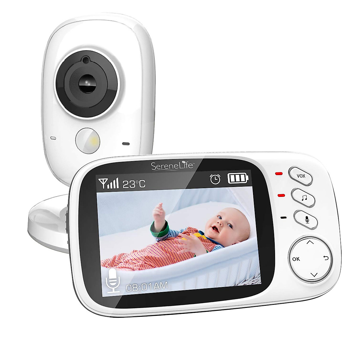 SereneLife Video Baby Monitor Long Range - Upgraded 850’ Wireless Range, Night Vision, Temperature Monitoring and Portable 2” Color Screen USA SLBCAM20