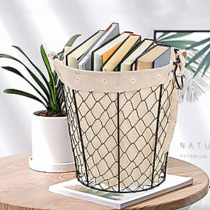 Zerodeko Metal Wire Laundry Hamper with Liner Iron Storage Basket Reusable Desktop Storage Organizer Dirty Clothes Bin Basket for Bathroom Laundry Closet Black