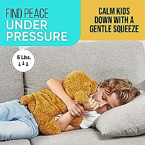 FRIENDLY CUDDLE Weighted Lap Pad for Kids 5 lbs. Sensory Weighted Stuffed Animals Lap Blanket for Kids Adults with Sensory Processing Disorder (Teddy)