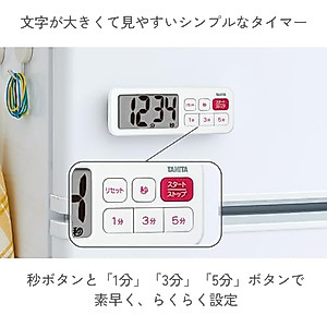 Tanita TD-395 WH Kitchen Timer, Magnetic, Large Screen, 100 Minutes, White