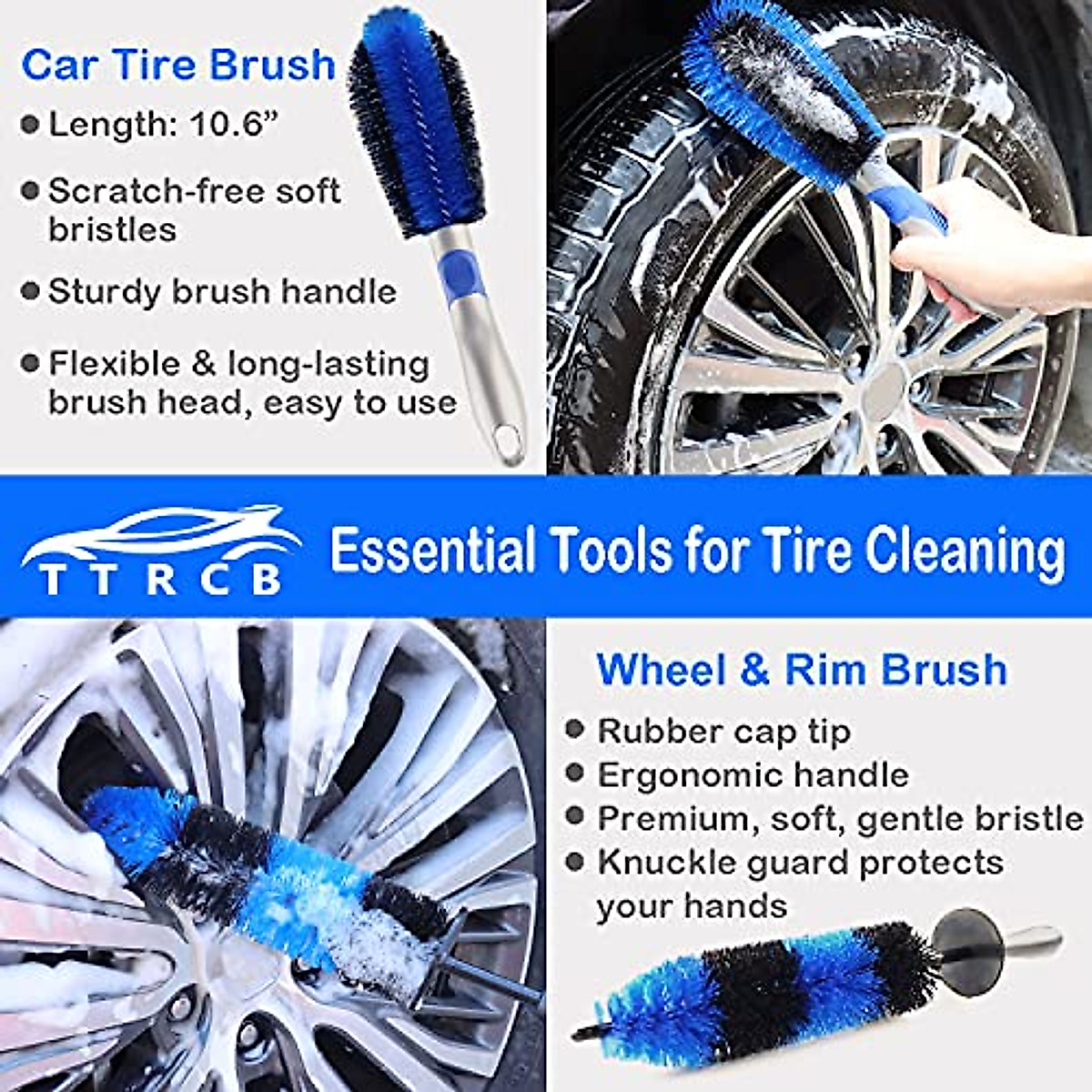 20Pcs Car Detailing Brush Set, Car Wheel Tire Brush Set, Car Detailing Kit with 17" Rim Wheel Brush, Tire Brush, Car Cleaning Kit for Cleaning Wheels, Interior, Exterior, Dashboard, Leather, Air Vent