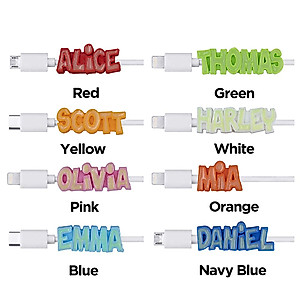 Getname Necklace USB Cable Personalized Glowing Name - for iPhone/Type C/Micro USB Port Adapter - Custom 3D Print Name Glow in The Dark Phone Charger