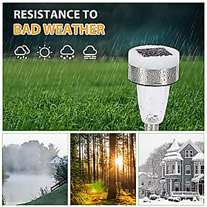 Slikeflot 16 Pack Solar Outdoor Lights, Dual Light Source LED Pathway Lights Solar Powered, Stainless Steel Waterproof Solar Garden Lights Decoration for Garden Patio and Walkway, Cool White