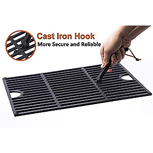 DELSbbq Cast Iron Barbecue Universal Grid Lifter, 8 inch Long hot Surfaces handling Lifter Gripper for Most Charcoal Grills and Gas Grills