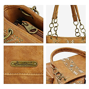 Montana West Handbag and Purse Concealed Carry Tote Bag for Women Leather Embroidered Western Design Satchel MW856G-8085WBR