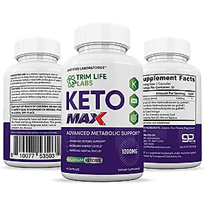 Trim Life Labs Keto Max 1200MG Pills Includes Apple Cider Vinegar goBHB Strong Exogenous Ketones Advanced Ketogenic Supplement Ketosis Support for Men Women 60 Capsules