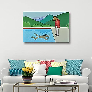 LKMSWK BoJack Horseman Poster David Hockney He Watches He’s Swimming Wall Art Poster Scroll Canvas Painting Picture Living Room Decor Home Framed/Unframed 12x18inch(30x45cm)