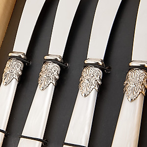 CATHYLIN REVERIE Collection 4-piece Stainless Steel Butter Spreader Cheese Knife, Giftable Butter Knives set, Bread Knife set(4, White Handle)