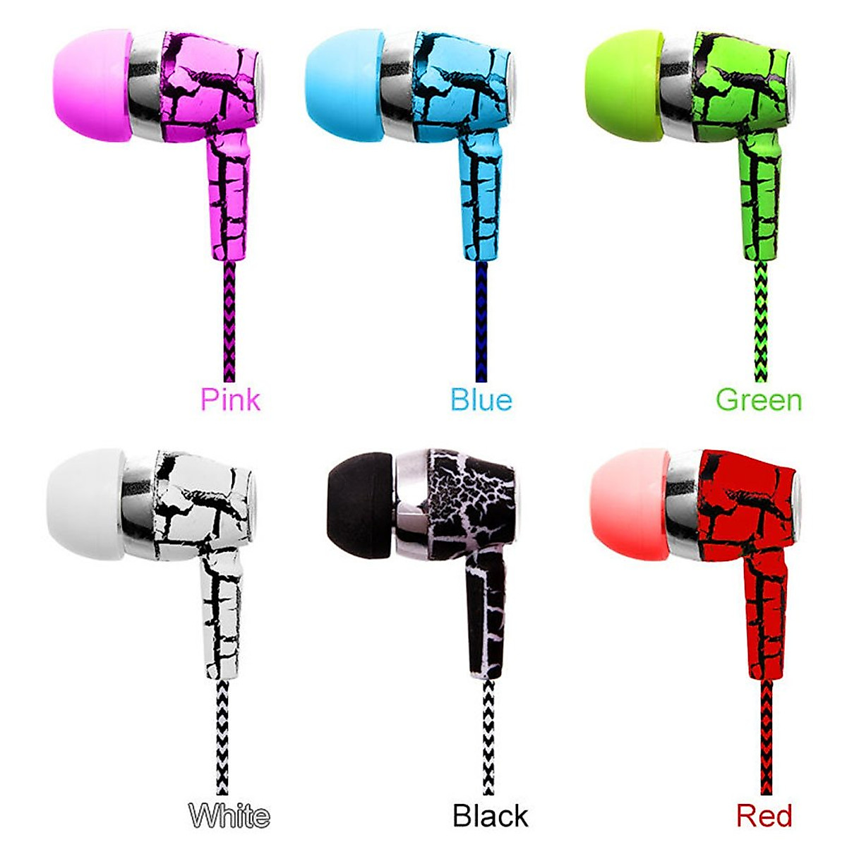 Design Nylon Braided Crack Earphone Cloth Rope Earpieces Stereo Bass MP3 Music Headset with Microphone for Cellphone MP3 MP4 (Black)