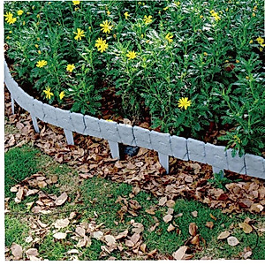Ruluti 20pcs Flower Bed Decorative Fence Simulation Stone Plastic Garden Edging Border Interlocking Lawn Landscape Stakes, Gray
