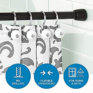 iDesign Cameo Metal Tension Curtain Rod for Bathtub, Shower Stall, Closet, Doorway, Expandable 50”-87”, Matte Black
