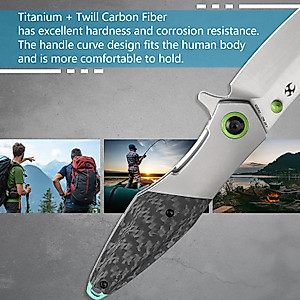KANSEPT Mistaken Folding Knives for Men EDC Camping Pocket Folding Knife 3.58'' Satin CPM 20CV Blade with Titanium Twill Carbon Fiber Handle Everyday Carry K1053A2