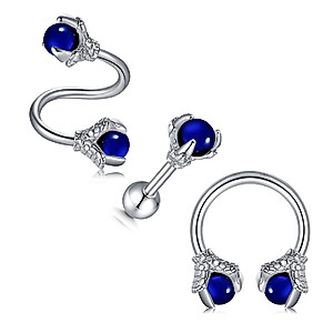 JFORYOU Dragon Claw with Synthetic Gemstone Helix Cartilage Tragus Daith Forward Helix Earrings Piercing Jewelry for Women and Men Blue Crystal