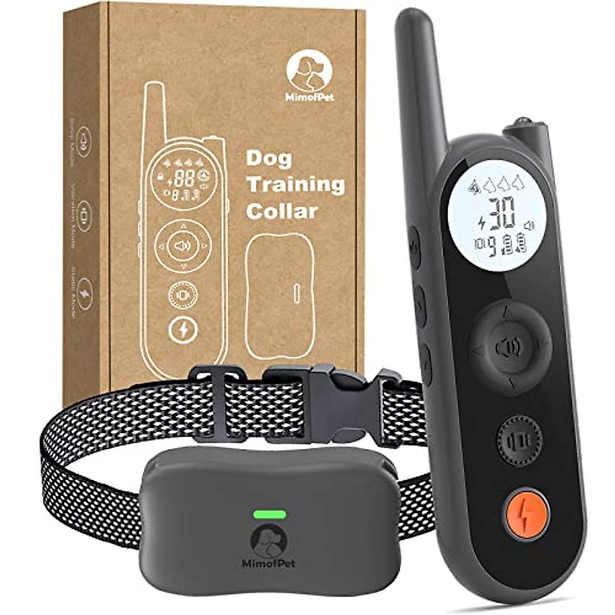 Dog Training Collar with Remote,3/4 Mile Range Dog Shock Collar,Waterproof and Rechargeable with Beep, Vibration, Safe Shock, Light and Keypad Lock Mode for Large Medium Small Dogs (X1 Grey)