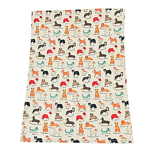 Home-X Dog Illustration Tea Towel for Cooking & Serving, Brightly Colored Print Pattern