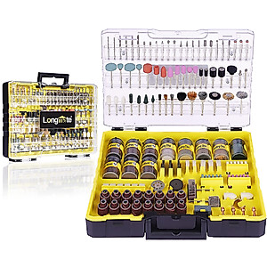 Rotary Tool Accessories Kit, Longmate 544pcs Rotary Tool Bit Set 1/8-inch Shank Attachments for Easy Cutting, Grinding, Sanding, Sharpening, Carving, Polishing, Engraving for Woodworking, Glass, Metal