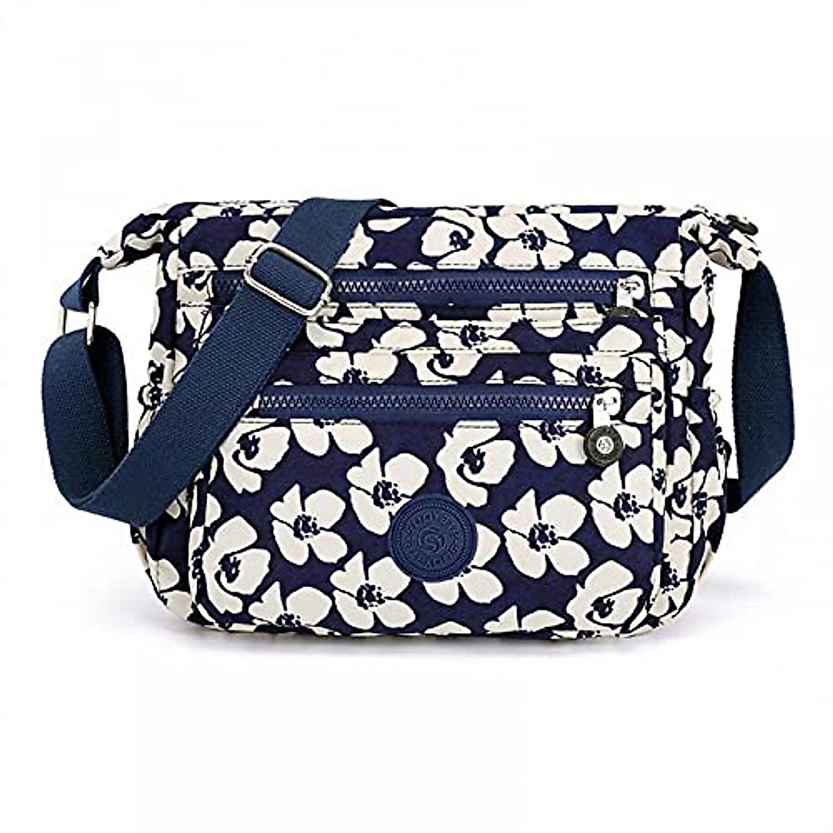 Crossbody Bag for Women Waterproof Multi-Pocket Messenger Bag Large Capacity Lightweight Shoulder Bag Handbags for Daily Use Work Travel (Floral White)