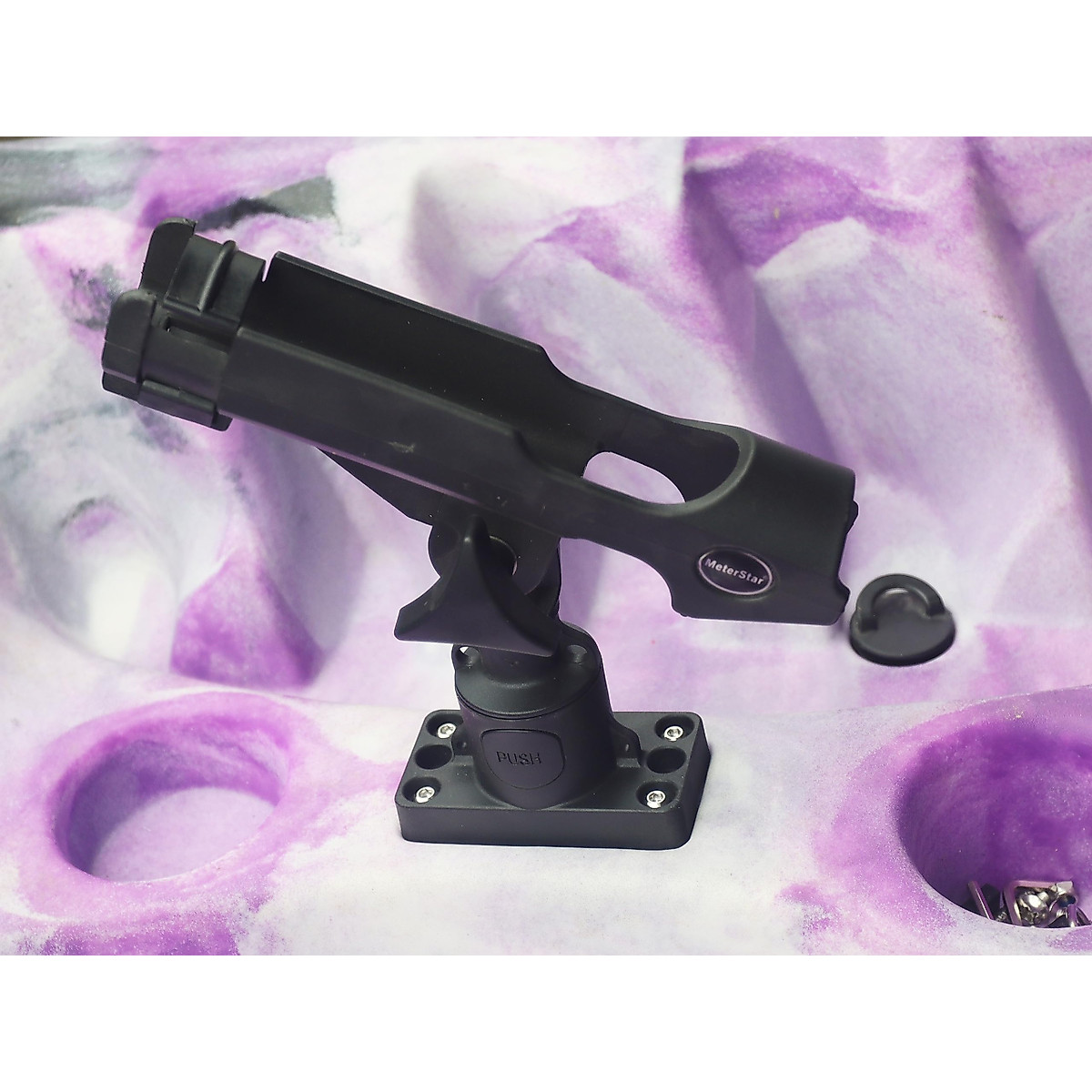 New Upgrade 360 Degrees MiniPort Fishing Rod Holder with Mini Rod Holder,Rod Holder with Track Mounting Base Kit with Installation Accessories and Tools (Rectangle Base and Fishing Rod Socket)