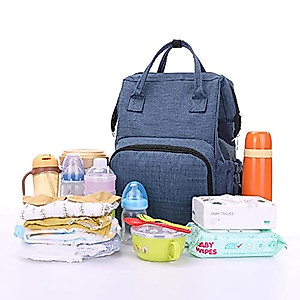 Diaper Bag Backpack, Japhet Multi-Function Waterproof Baby Bag for Boys Girls, Multifunctional Travel Diaper Backpack for Moms Dads, Large Capacity, Durable, Blue