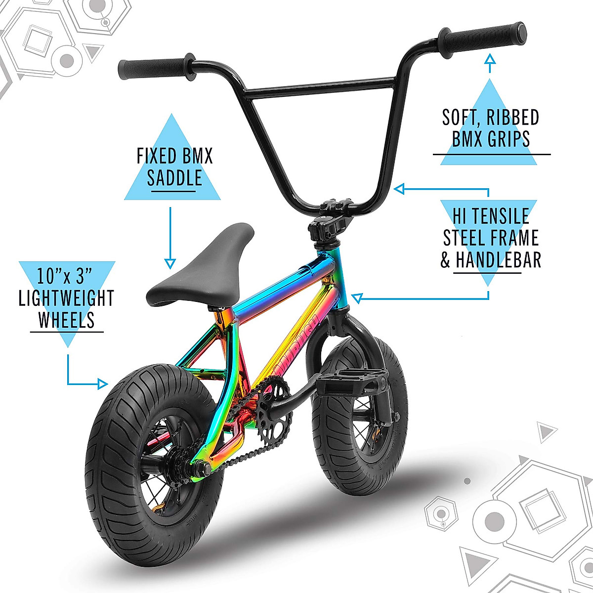 Sullivan Mini BMX Bike with Fixed Saddle | Premium Quality Free Mini BMX with Lightweight 10” Wheels | Suitable for Ages 8+, Perfect for High-Impact Tricks