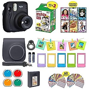 Fujifilm Instax Mini 11 Instant Camera Charcoal Gray + Shutter Carrying Case + Fuji Film Value Pack (20 Sheets) + Shutter Accessories Bundle, Color Filters, Photo Album, Assorted Frames