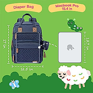 iniuniu Diaper Bag Backpack, 4 in 1 kit Large Unisex Baby Bags for Boys Girls, Waterproof Travel Back Pack with Diaper Pouch, Washable Changing Pad, Pacifier Case and Stroller Straps, Navy Blue