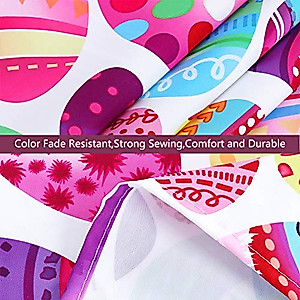 SoarDream Easter Tablecloth Rectangle 57x84 Inches Colorful Eggs Printed Table Linen Happy Funny Table Cover Spring Outdoor Party Table Decoration