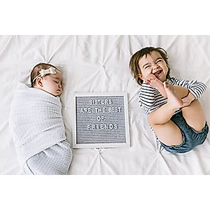 Pearhead Classic Wooden Letterboard, Gender-Neutral Baby Keepsake Nursery Décor, Photo Prop Message Board, Gray and White