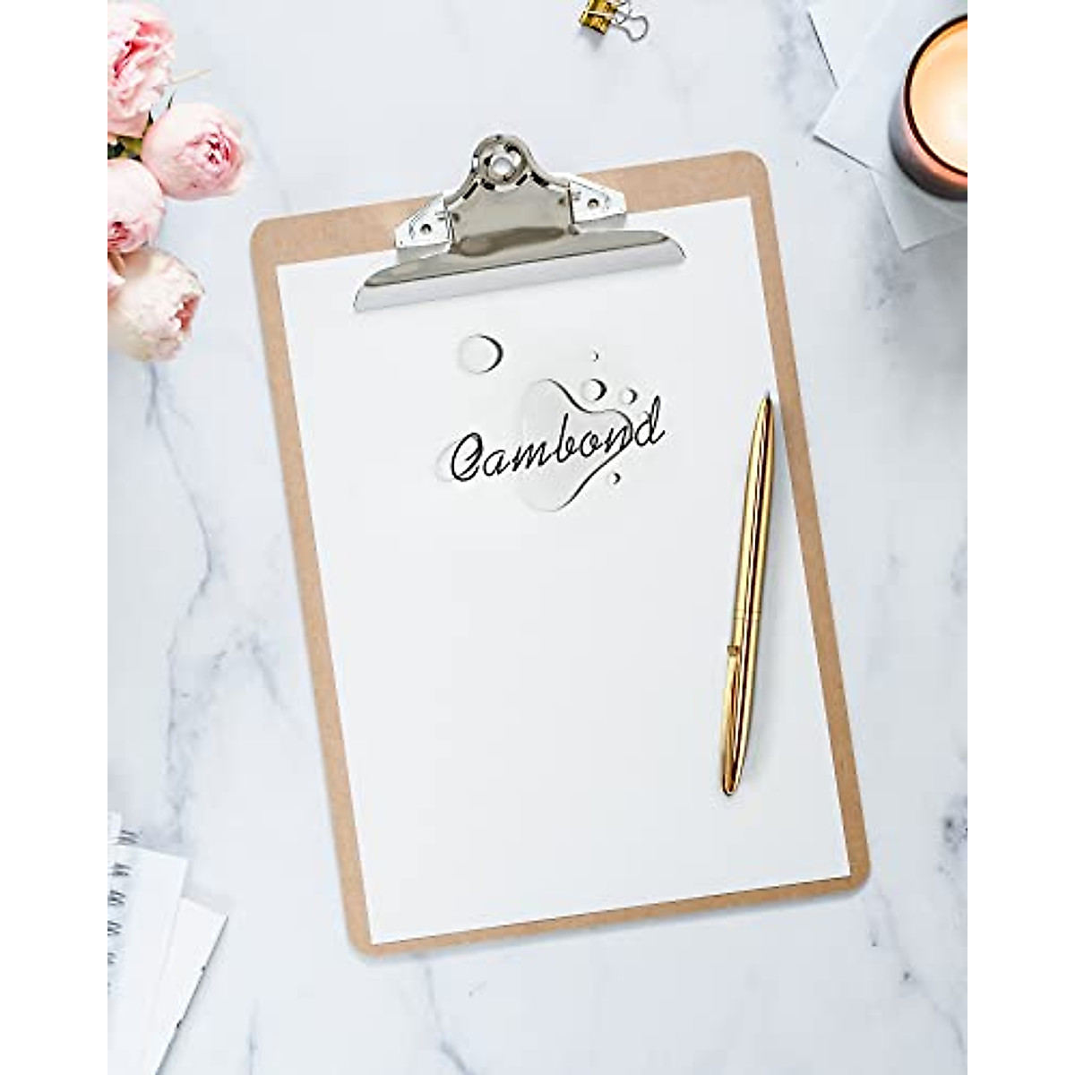 Cambond Ballpoint Pens, Guest Pen Stainless Steel Nice Pens for Guest Book Uniform Christmas Gift - Black Ink (1.0mm Medium Point), 3 Pens with 6 Extra Refills (Gold)