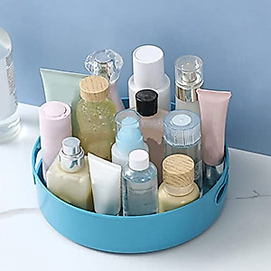 2pcs Lazy Susans Turnable Organizer Cabinet Turnable Bin Rotating Storage Container for Kitchen Counter Pantry Fridge Undersink Blue