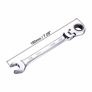 uxcell 1/2 Inch Flex-Head Ratcheting Combination Wrench SAE 72 Teeth 12 Point Ratchet Box Ended Spanner Tools, Cr-V