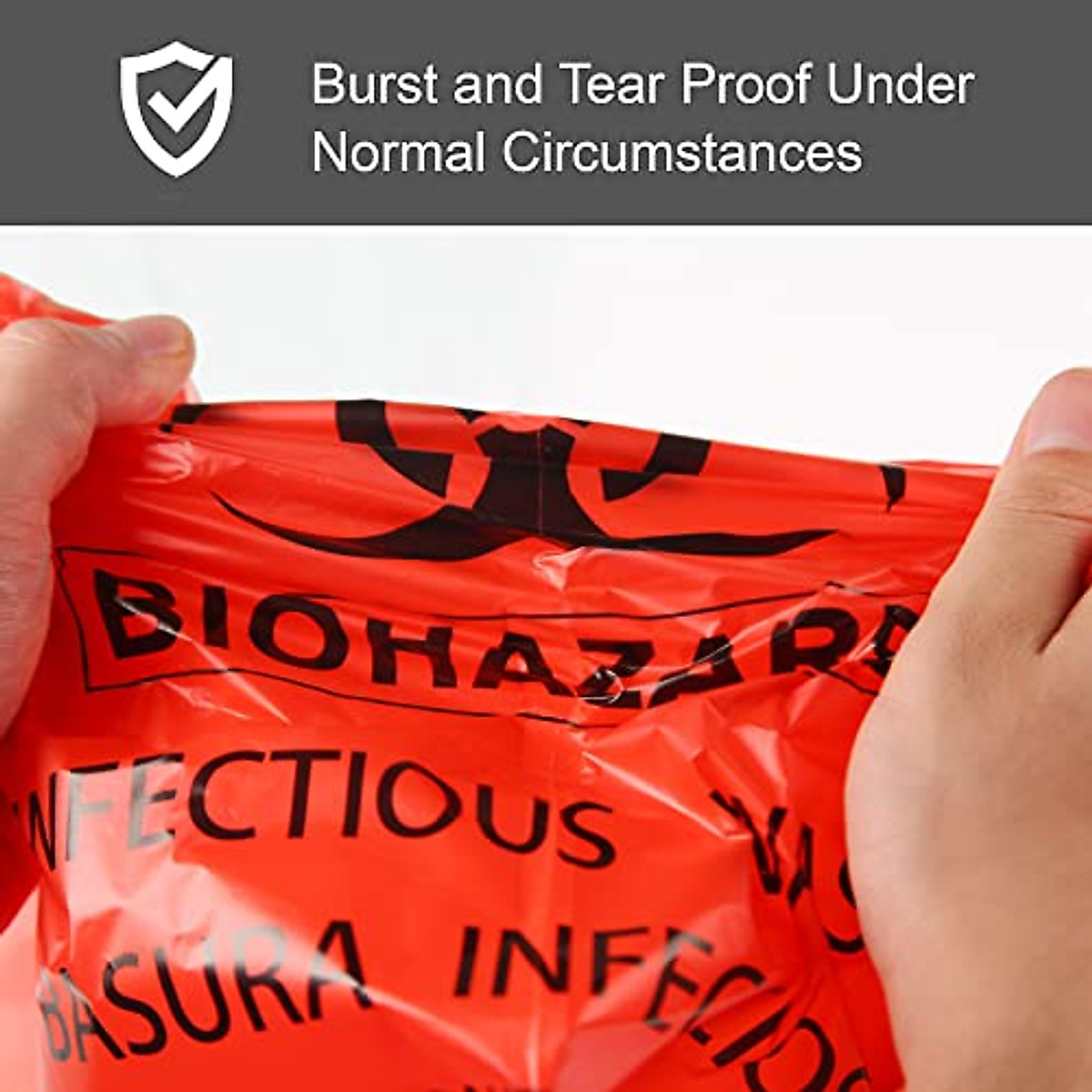 Biohazard Bags –10-Gallon Heavy-Duty Biohazard Garbage Bags – 50-Pcs Biohazard Waste Disposal Bags – Thick and Durable Trash Bags for Safety Waste Disposal – Medical-Grade Waste Bags