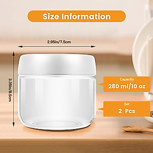 MR.KIANGCI 2 Pack 10oz Glass Jar with Screw Lid,Leak Proof Clear Glass Overnight Oats Jars,Reusable Small Glass Jars for Overnight Oats, Fruit, Salad Dressing, Sauce,Cereal,Pasta,Sugar,Beans,Spice